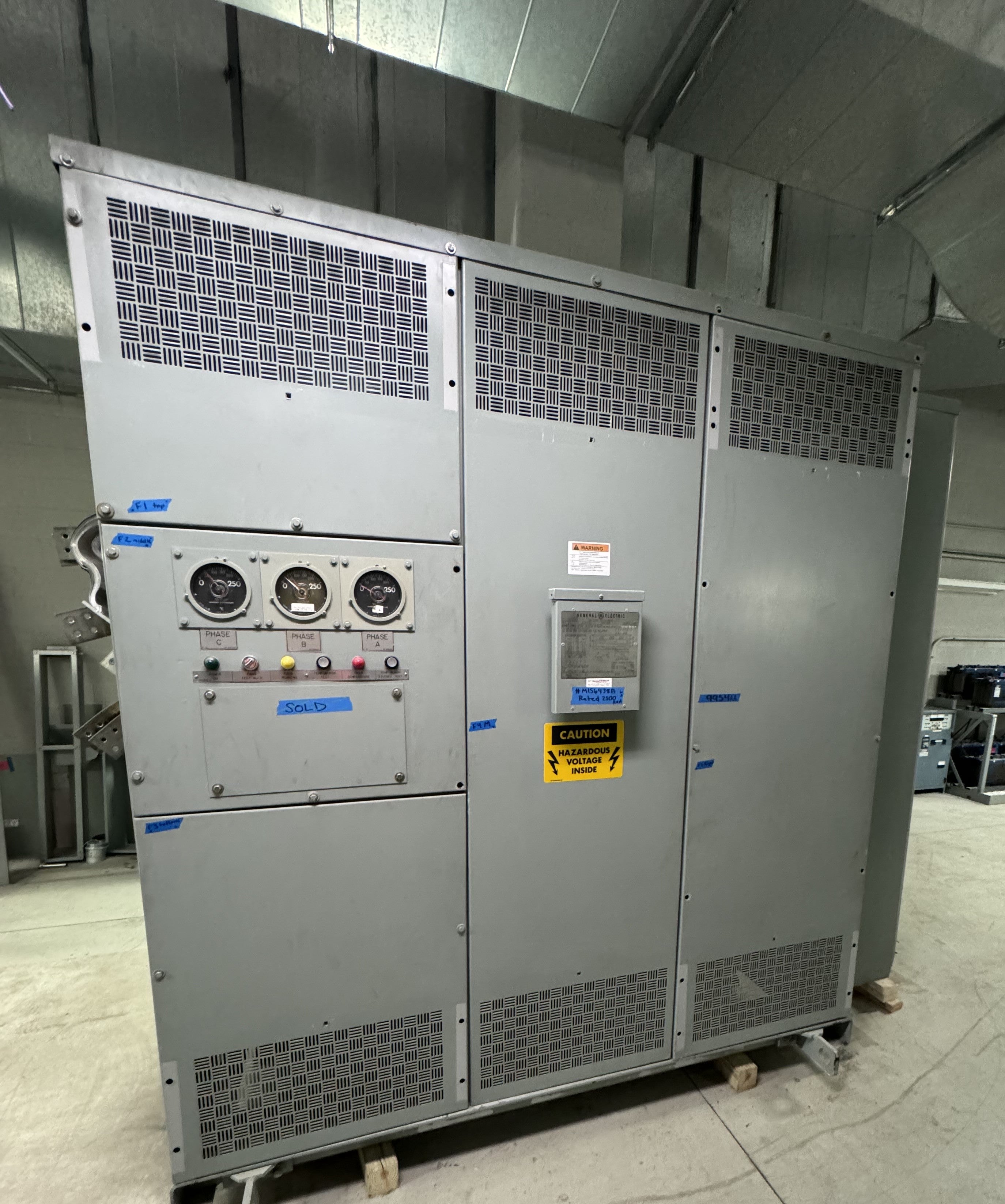 2500KVA GE Transformers 13800v x 480/277 Substation Dry Type Xfrmr #M1 ...